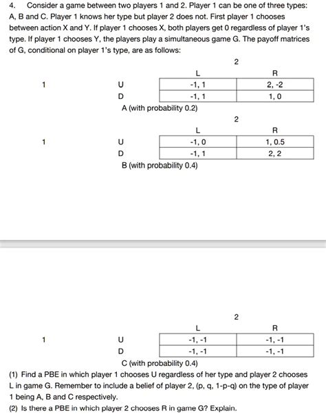 consider a game between two players and 2 player can be one of three