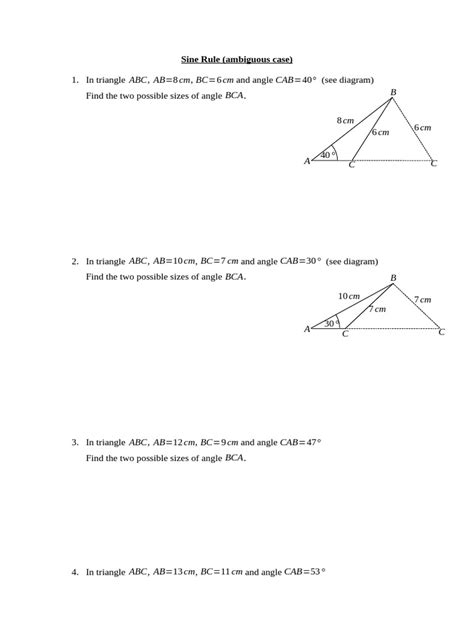Sine Rule Ambiguous Case Solutions Pdf