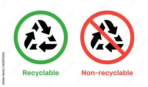 Non Recyclable And Recycling Garbage Bin Sign Isolated Vector