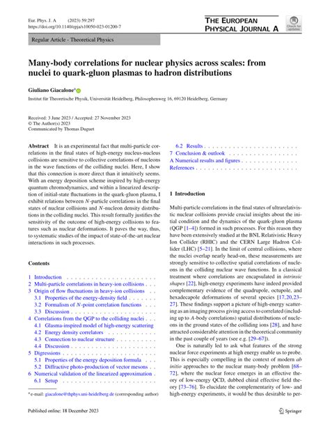 Pdf Many Body Correlations For Nuclear Physics Across Scales From Nuclei To Quark Gluon