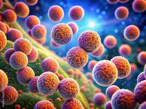 Magnified View Of Streptococcus Bacteria Under Microscope Illustrating