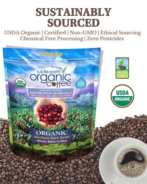 Subtle Earth Organic Medium Dark Roast Whole Bean Coffee 2lb Bag