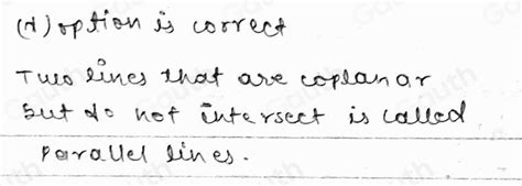 solved 3 two lines that are coplanar but do not intersect a