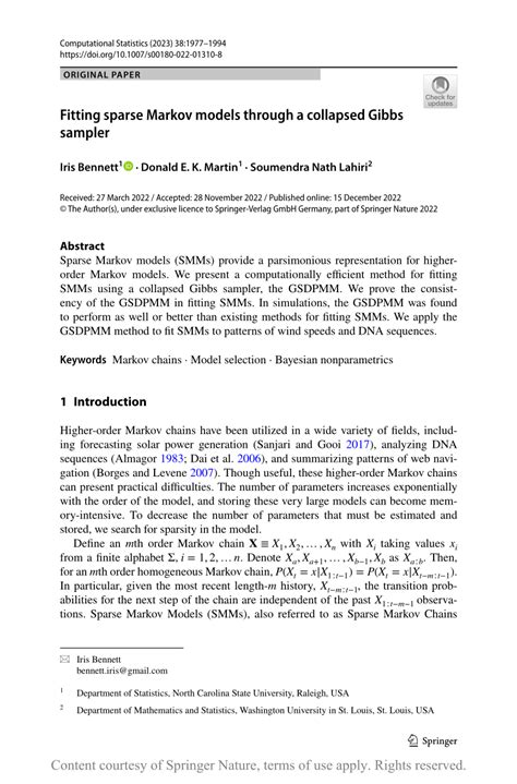 Fitting Sparse Markov Models Through A Collapsed Gibbs Sampler