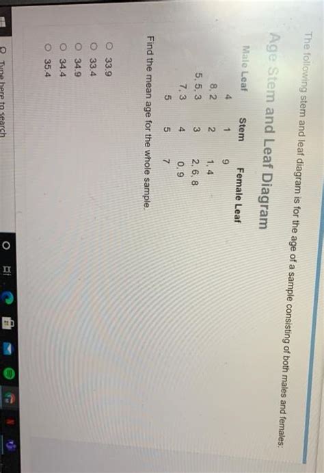 Solved The Following Stem And Leaf Diagram Is For The Age Of Chegg Com