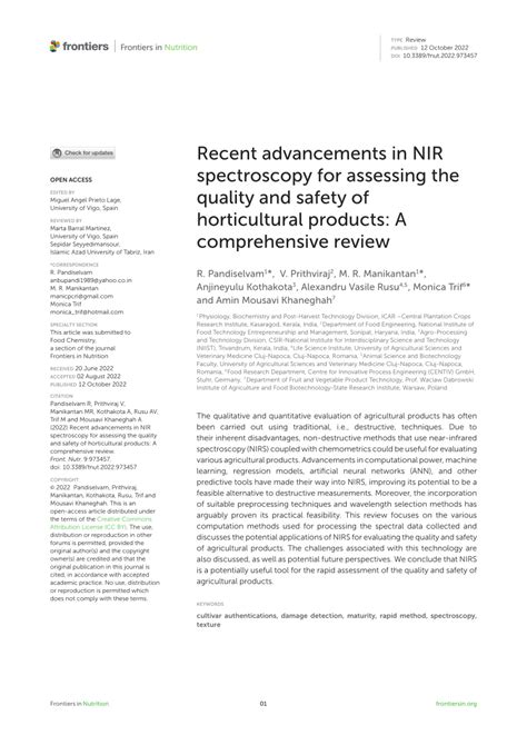 Pdf Recent Advancements In Nir Spectroscopy For Assessing The Quality And Safety Of