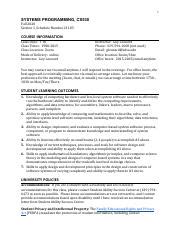 CS Course Syllabus Fall V Pdf SYSTEMS PROGRAMMING CS Fall Section