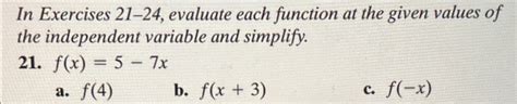 solved in exercises 21 24 ﻿evaluate each function at the