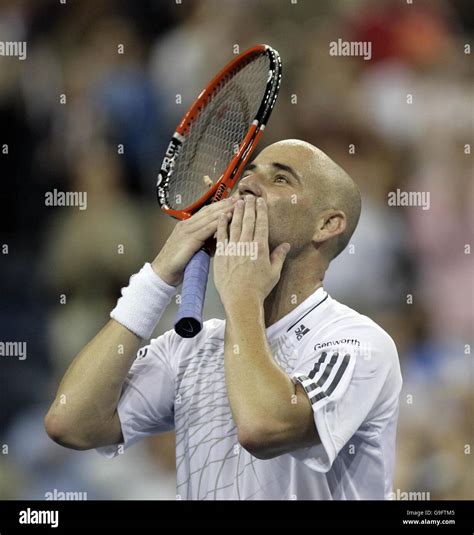 An Emotional Andre Agassi Celebrates After Winning His First Round