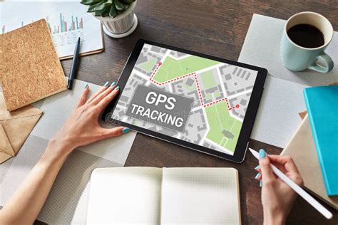 GPS Global Positioning System Tracking Map On Device Screen Stock Image Image Of Transport
