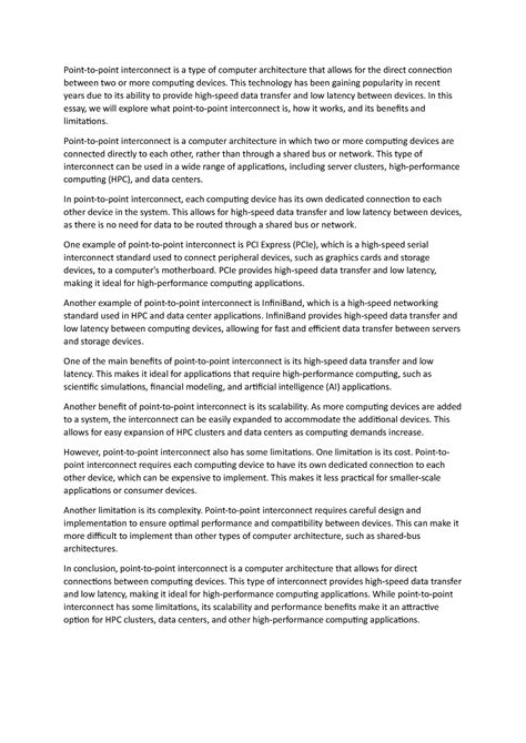 Point To Point Interconnection Point To Point Interconnect Is A Type Of Computer Architecture