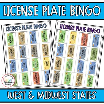 Road Trip Games License Plate Bingo West To Midwest States Tpt