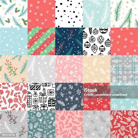 손으로 그린 크리스마스 요소와 패치 워크 스타일의 벡터 원활한 패턴 포장 직물 및 배경에 대한 귀여운 디자인 0명에 대한 스톡