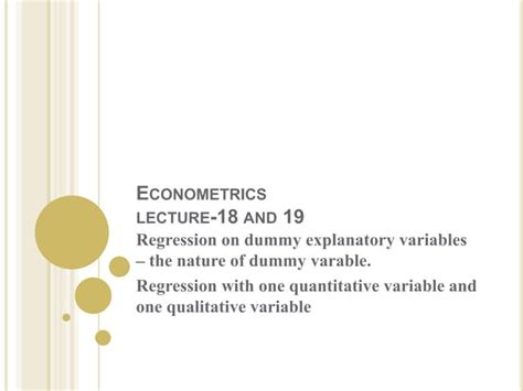 Econometrics Lecture 18 And 19 Pptx