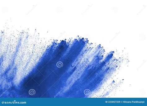 Blue Color Powder Explosion On White Background Stock Image Image Of Abstract Apocalypse