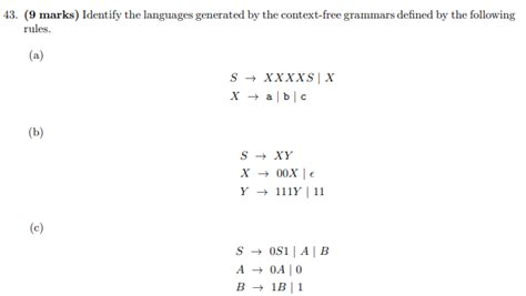 Solved 9 ﻿marks ﻿identify The Languages Generated By The