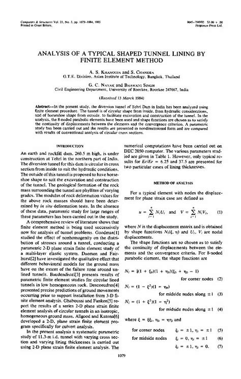 Pdf Analysis Of A Typical Shaped Tunnel Lining By Finite Element