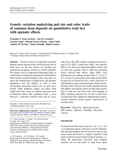 Pdf Genetic Variation Underlying Pod Size And Color Traits Of Common