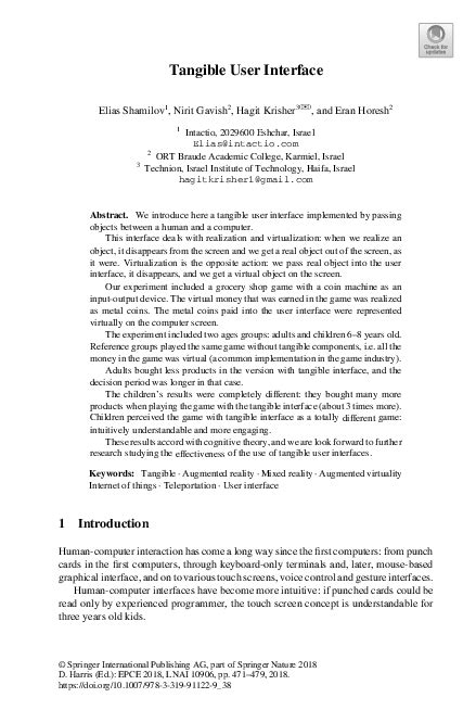 Pdf Tangible User Interface