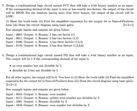 solved 7 design a combinational logic circuit named fct that will