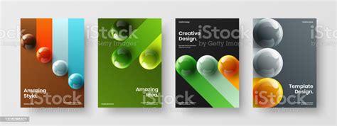밝은 3d 구체 핸드빌 레이아웃 컬렉션 현대 연례 보고서 A4 디자인 벡터 일러스트 구성 A4 용지에 대한 스톡 벡터 아트 및 기타 이미지 Istock