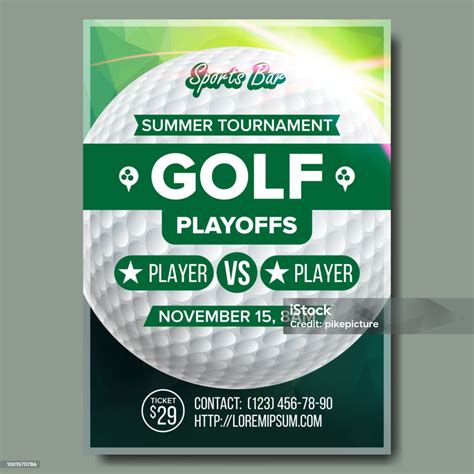 골프 포스터 벡터입니다 스포츠 바 프로 모션에 대 한 디자인입니다 골프 공입니다 현대 경기 대회입니다 A4 크기입니다 챔피언쉽