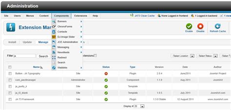 Missing Ja Extension Manager Joomlart