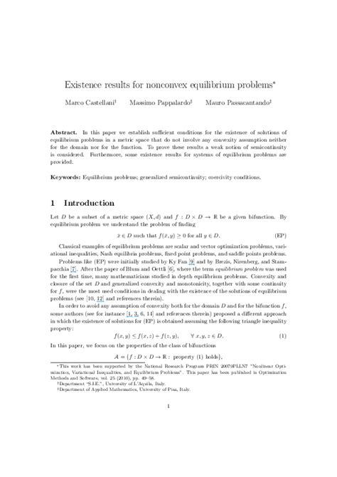 Pdf Existence Results For Nonconvex Equilibrium Problems