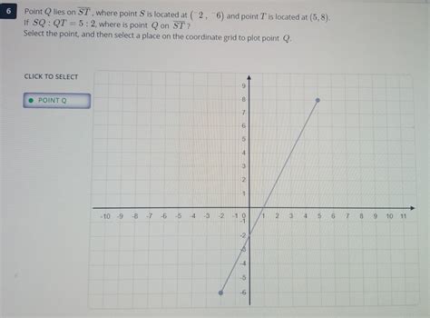 solved 6 point q lies on overline st where point s is located at