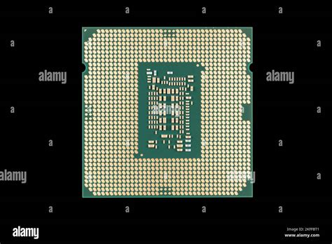 top view computer processor isolated on black background cpu central