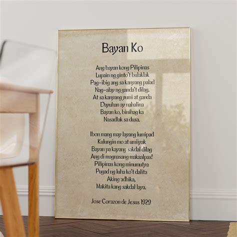 Printable Filipino Wall Art Bayan Ko Digital Download Etsy
