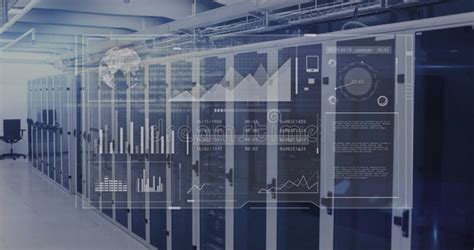 Data Analytics And Global Network Animation Over Server Racks In Data Center Stock Video Video