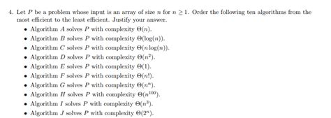 Solved Let P Be A Problem Whose Input Is An Array Of Size Chegg