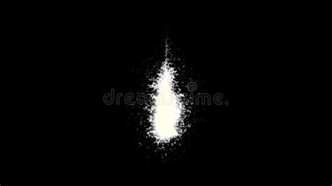 abstract white flickering light source in a form of a drop on black
