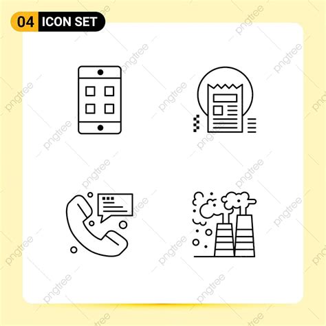 Editable Vector Line Pack Of 4 Simple Filledline Flat Colors Of Mobile Colors Call Of Png And