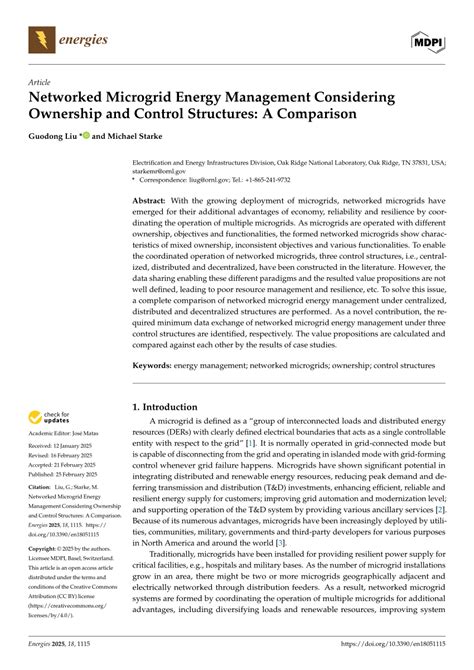 Pdf Networked Microgrid Energy Management Considering Ownership And Control Structures A