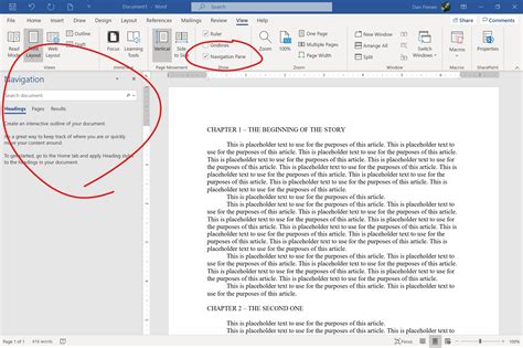 How To Add A Chapter Index In Word Using The Navigation Pane