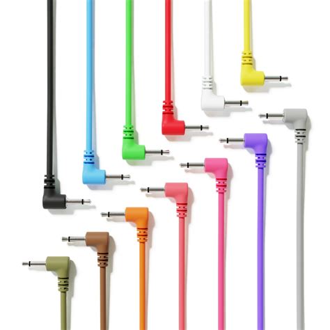 Right Angle Mono Modular Patch Cables 3 5mm 1 8 Inch Eurorack Synth Synthesizer 5 Pack