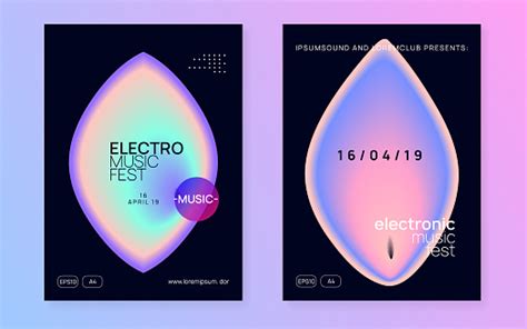 댄스 플라이어 초대 벡터에 대한 휴일 패턴입니다 매거진을 위한 현대적인 효과 소리와 디스코텍 모양 멋진 음악 파티 핑크와 블루 댄스 플라이어 Dj에 대한 스톡 벡터 아트 및