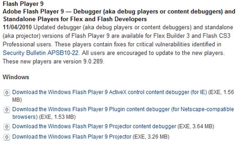 download the flash player projector content debugger it is not