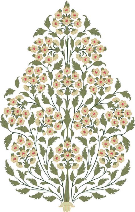 Triangle Tree With Flowers And Leaves Illustration