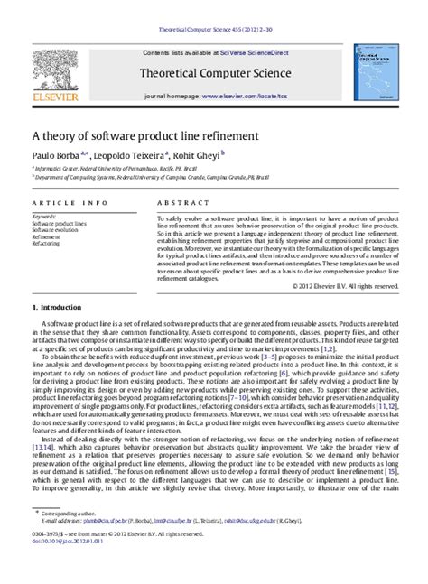 Pdf A Theory Of Software Product Line Refinement