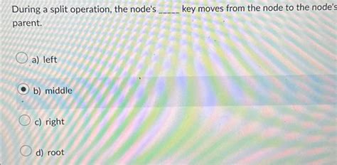 Solved During A Split Operation The Node S Key Moves From Chegg
