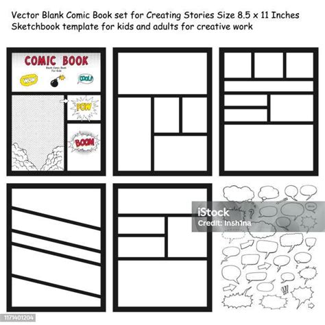 만화책 공백 세트 텍스트 연설 거품 만화 잡지 표지 템플릿 스트립 페이지 모형 개념에 대한 스톡 벡터 아트 및 기타 이미지 개념 개체 그룹 공란 Istock