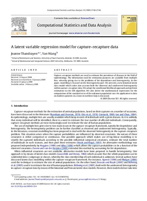 Pdf A Latent Variable Regression Model For Capturerecapture Data