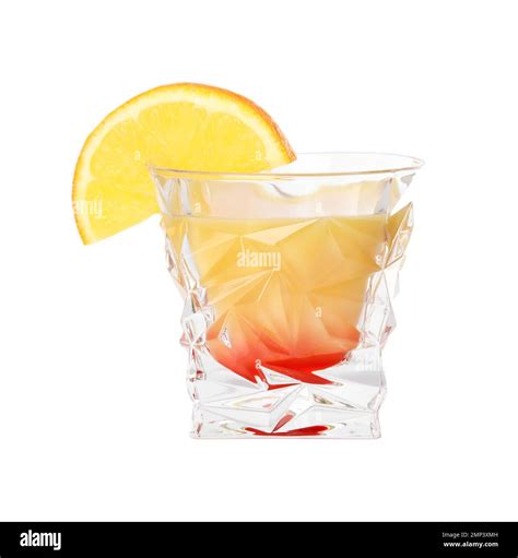 Fresh alcoholic Tequila Sunrise cocktail isolated on white Stock Photo - Alamy