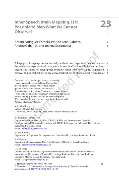 PDF Inner Speech Brain Mapping Is It Possible To Map What We Cannot Observe
