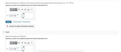solved determine the intensity of a 119−db sound the