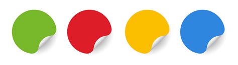 곡선 모서리가 있는 컬러 라운드 접착제 스티커 세트 빈 모형 원 스티커 라벨 사실적인 텍스처 원형에 대한 스톡 벡터 아트 및 기타 이미지 Istock