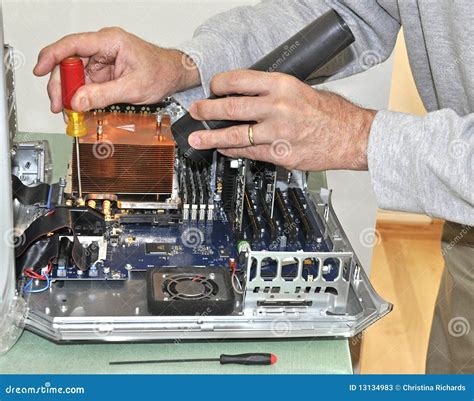 Man Repairing Computer Stock Image Image Of Hand Hardware